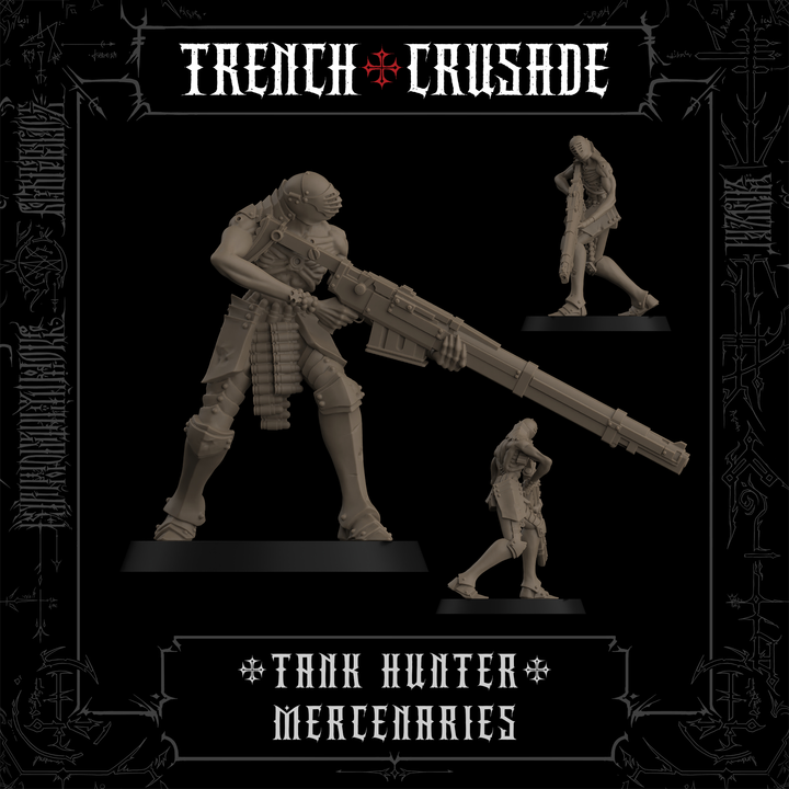 3D Printable Trench Crusade - Communicant tank hunter (Crouching) - Mercenaries by Factory ...